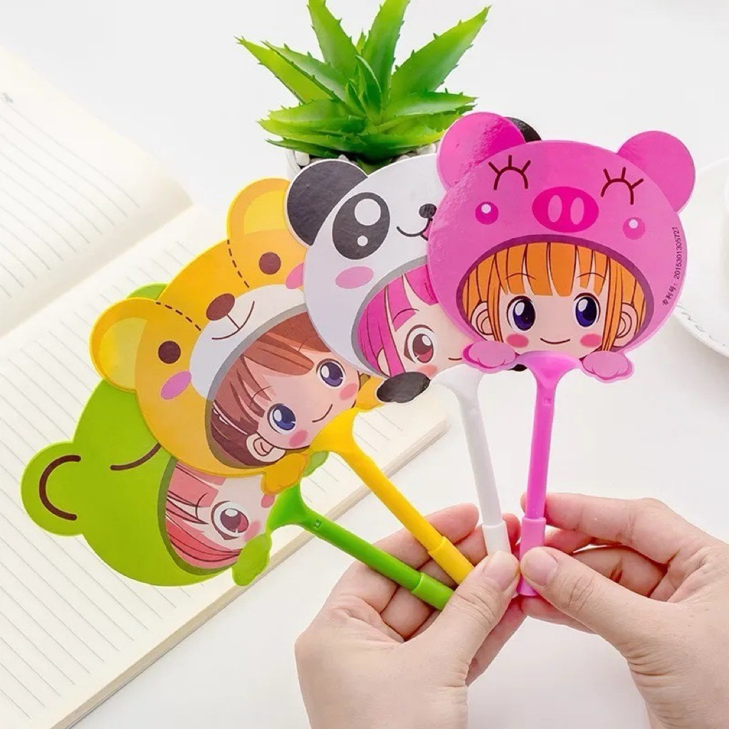 2 IN 1 Pen Cute Animal and Fruit Fan Pen Cute Cartoon Character Fan Pen ...