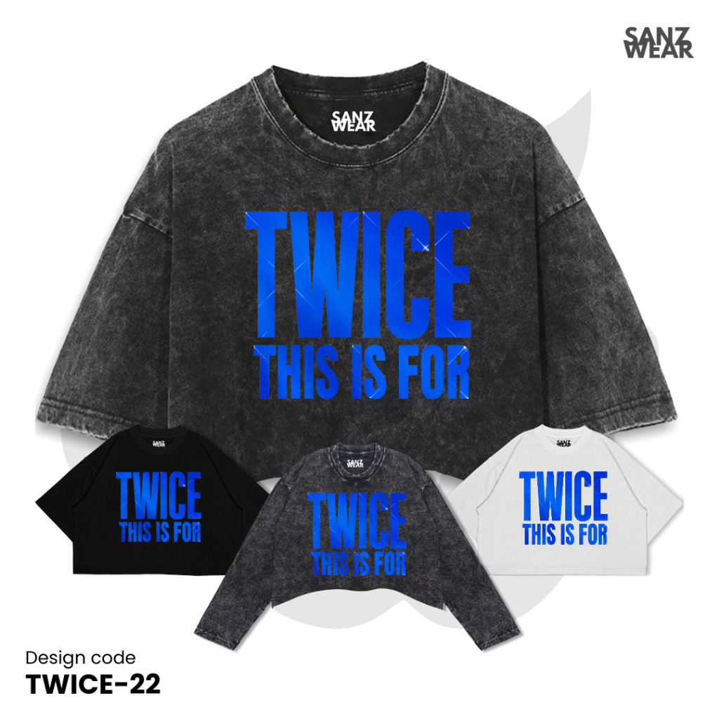 SANZ TWICE crop top | Washed black white longsleeve croptee premium | Cotton combed 24s TWICE-22 ...