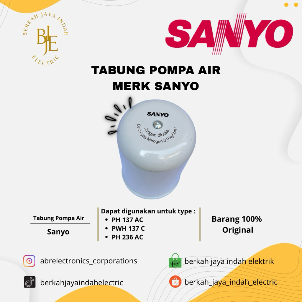 ORIGINAL 2 LITER SANYO PRESSURE TANK SANYO BRAND WATER PUMP TUBE ...