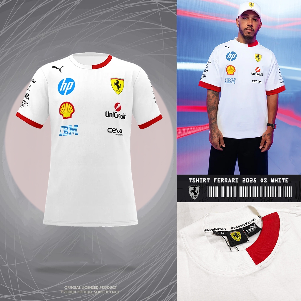 Scuderia Ferrari 2025 Drivers Oversized T-Shirt White / Kaos ferrari ...