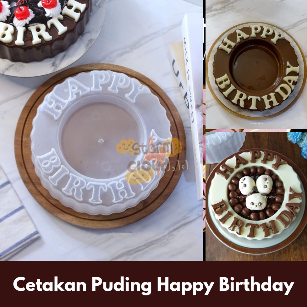THICK Round Happy Birthday Pudding Mold Happy Birthday Pudding Cake ...