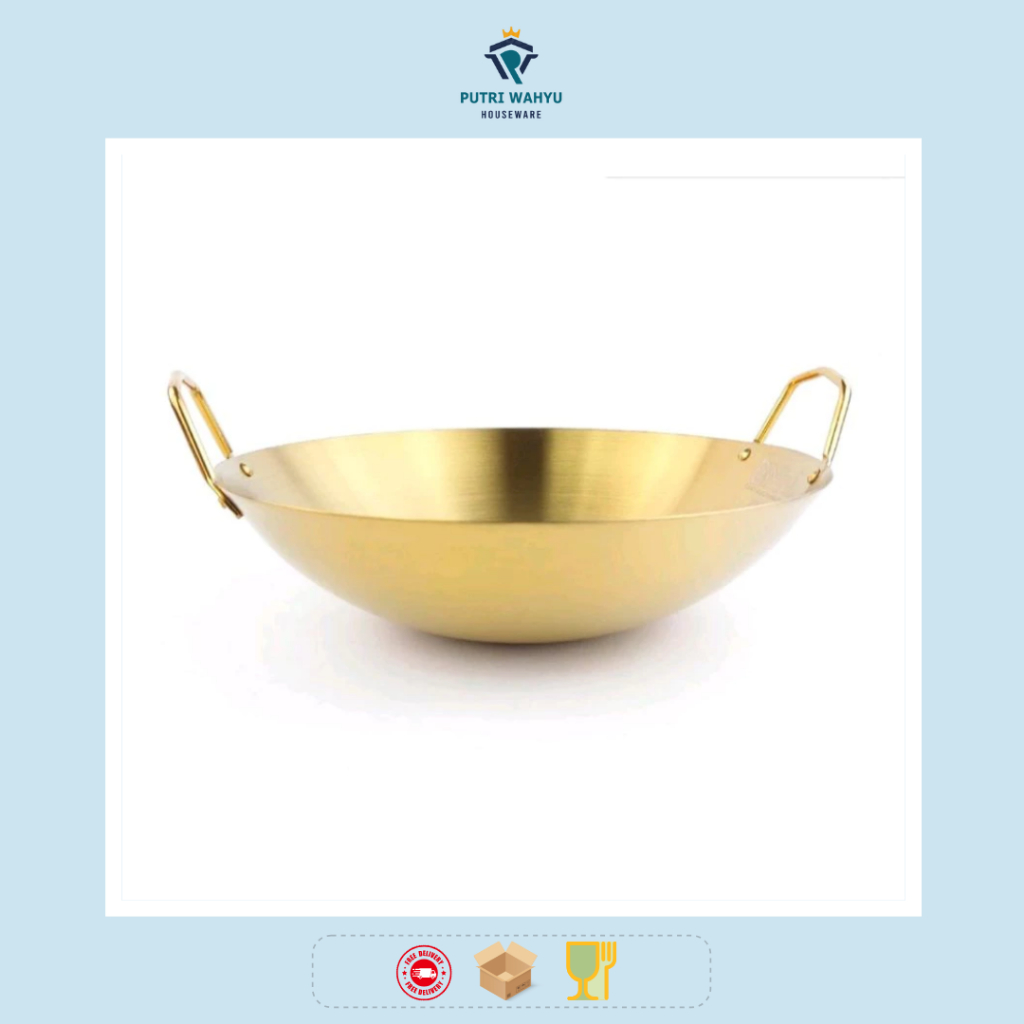 Bmw Premium Gold Wok Kitchenware Thick Non-Stick Frying Pan Wok Pan ...