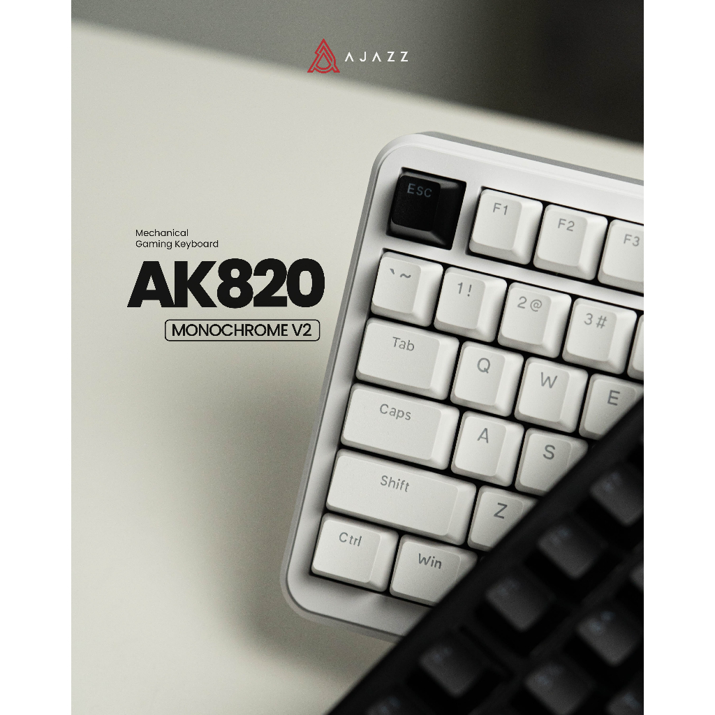 Ajazz AK820 Monochrome V2 75% Mechanical Keyboard Gaming Hotswappable ...