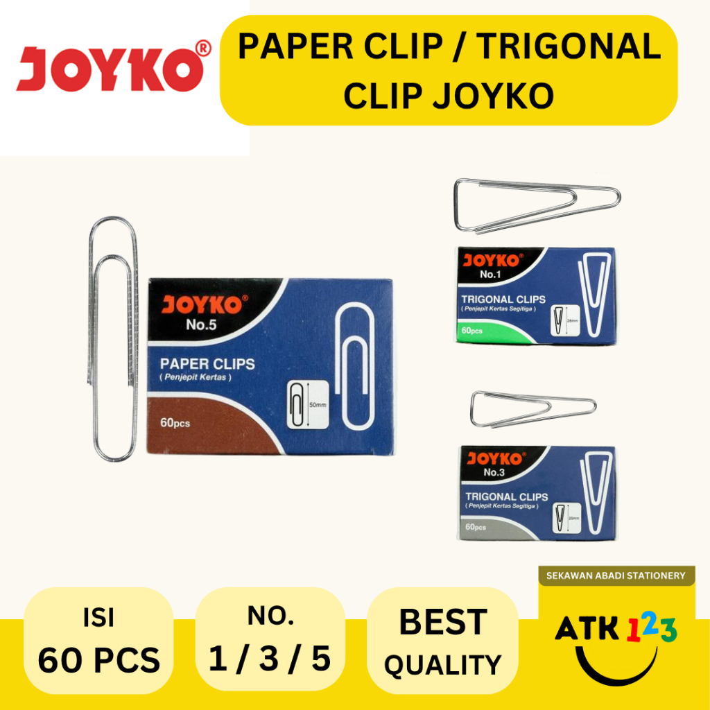 JOYKO Paper Clip / Trigonal Clip Joyko Brand No. 1 / No. 3 / No. 5 ...