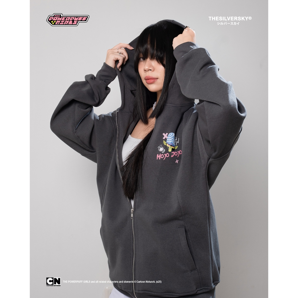 Thesilversky Mojojo Powerpuff Girls Zipper Boxy Charcoal Hoodie ...