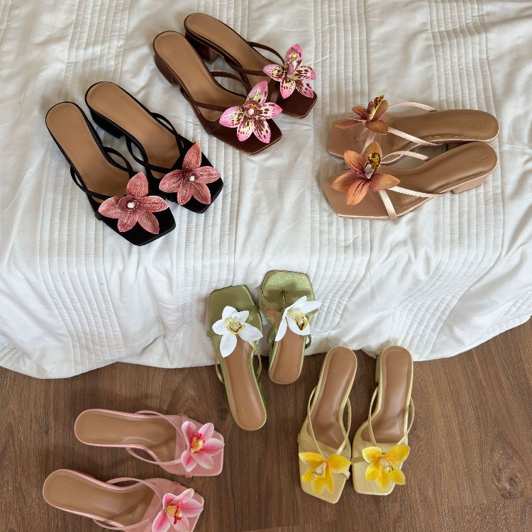 PixFootwear Poppy Orchid Block Heel - Women's Floral Heels | Shopee ...