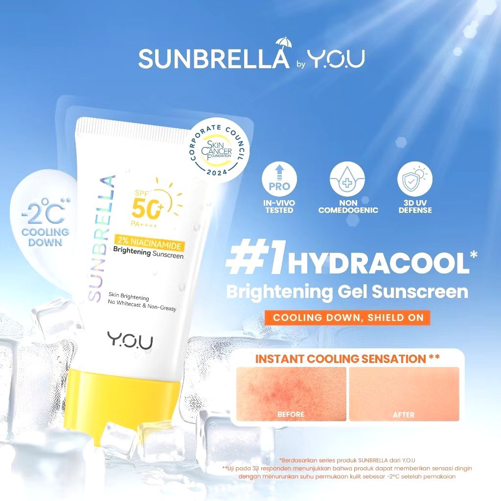 Y.O.U YOU Sunbrella 2% Niacinamide Brightening Sunscreen SPF 50+ PA ...