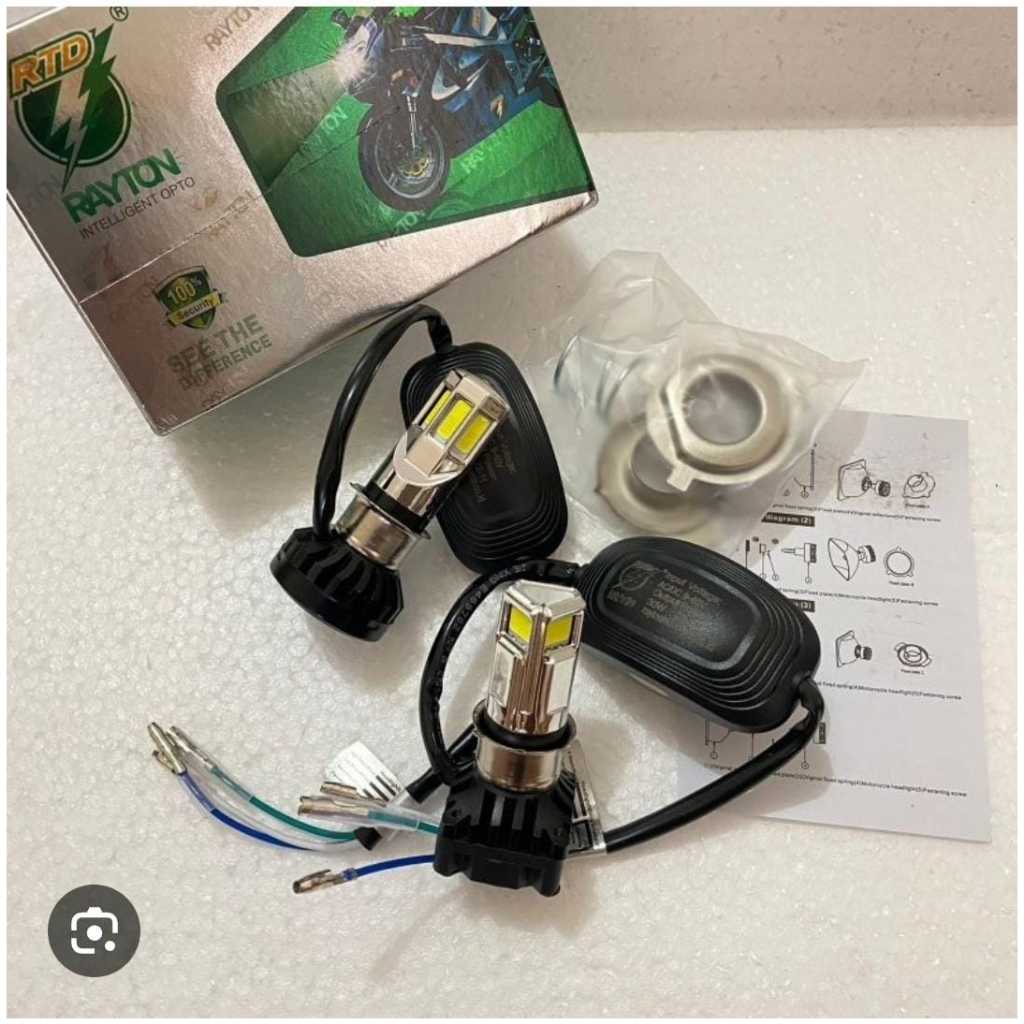 MOTORCYCLE LED HEADLIGHT BULB 6MATA 6 SIDES AC DC MO2D RTD RAYTON ...