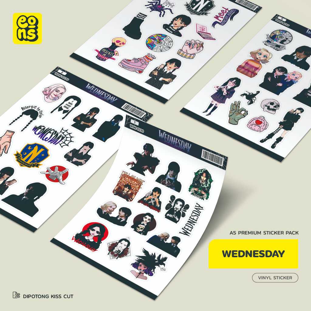 WEDNESDAY Waterproof Aesthetic Pack Stickers - for Laptops, Motorbikes ...