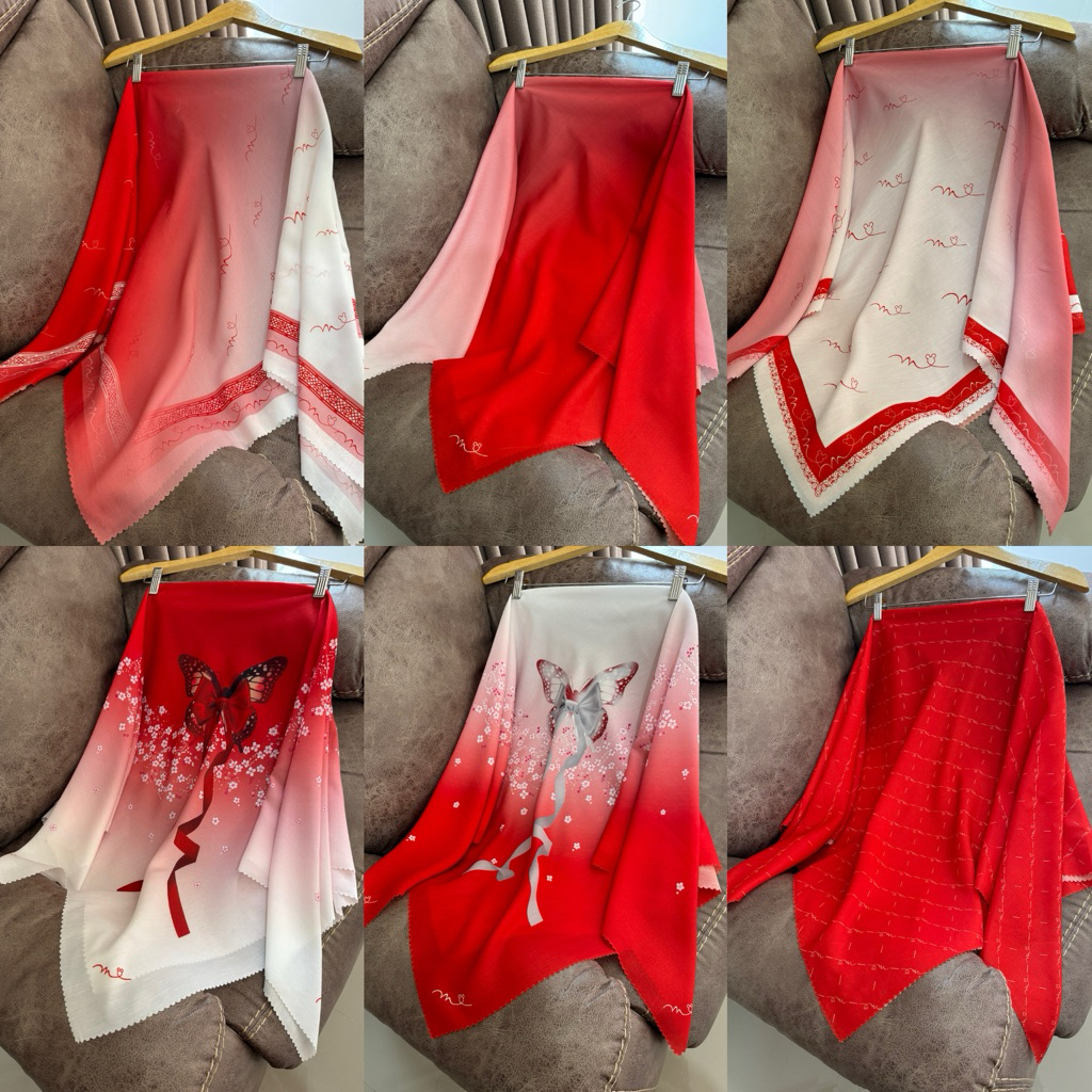 MERAH ORIGINAL independent MOTIF SQUARE By Meidina red and white viral ...