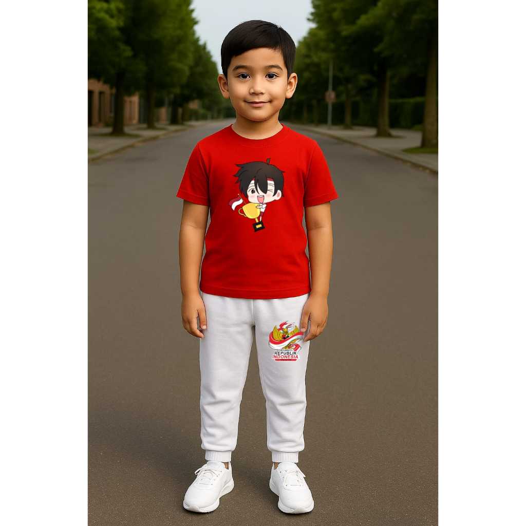 MERAH Merdeka Ceria Children's Suit T-shirt and Jogger HUT RI 80 Suit ...