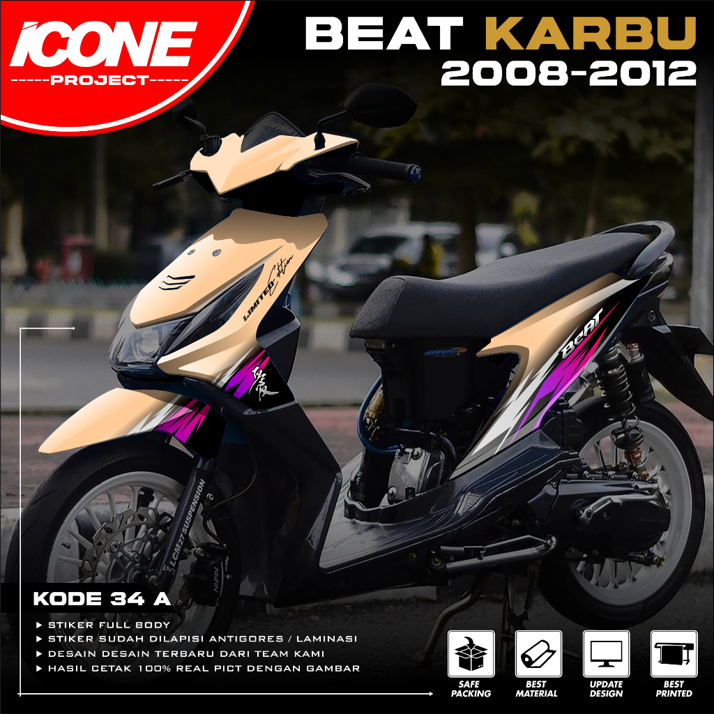 ICONE PROJECT 2008-2012 Full Body Karbu Beat Motorcycle Sticker Premium ...