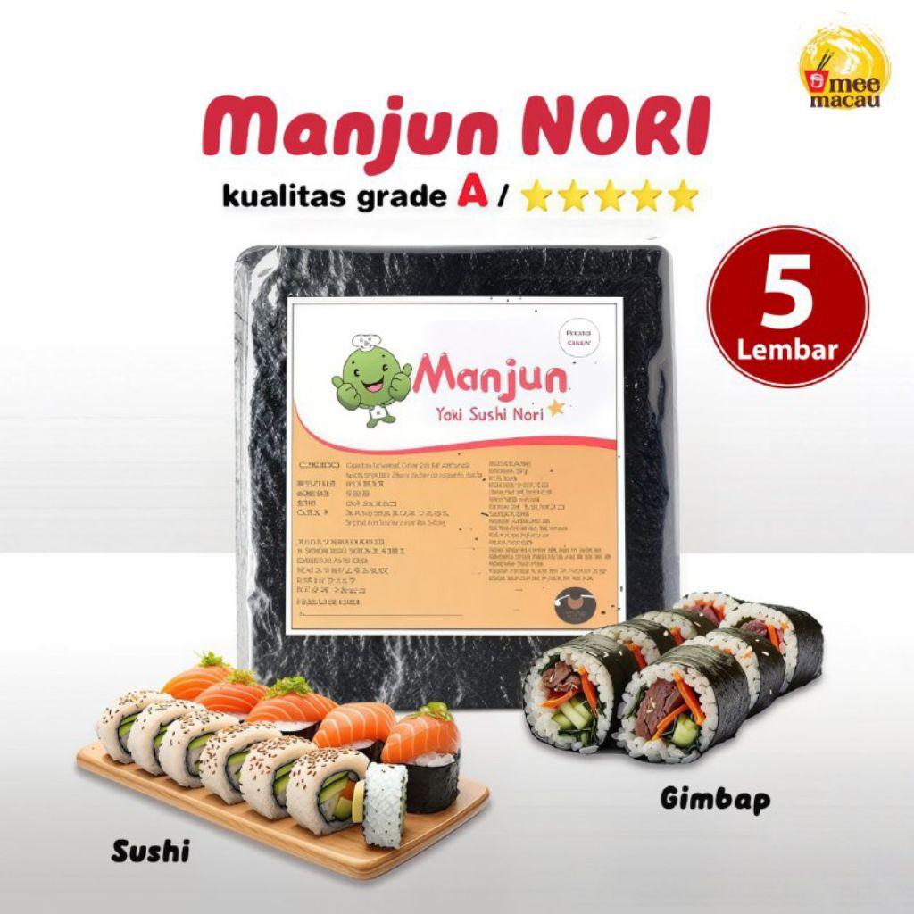 Manjun Nori Halal Seaweed Sushi Gimbap Korean Yaki Sushi Nori Contents ...