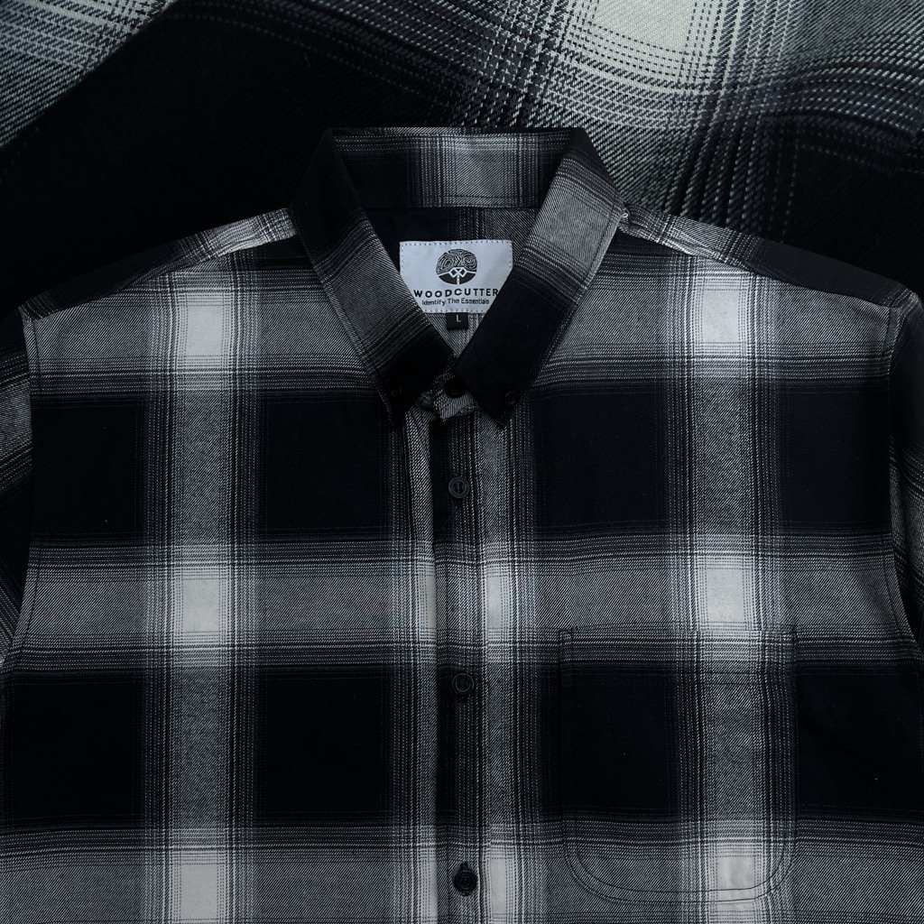 KEMEJA WOODCUTTER Black Michigan Men's Flannel Shirt Long Sleeve ...