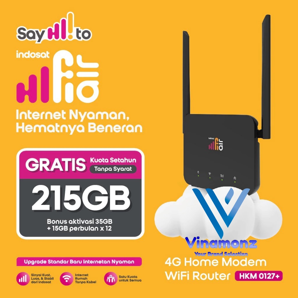 MODEM HIFI AIR ROUTER / MIFI 4G LTE CAT4 MiFi WiFi INDOSAT HIFI AIR FREE PERDANA BONUS 215GB ...