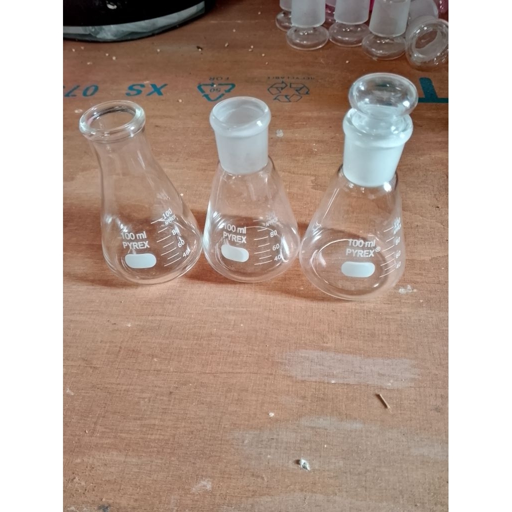 Erlenmeyer 100 ml Rim, Sharpening + Pyrex sharpening lid | Shopee ...