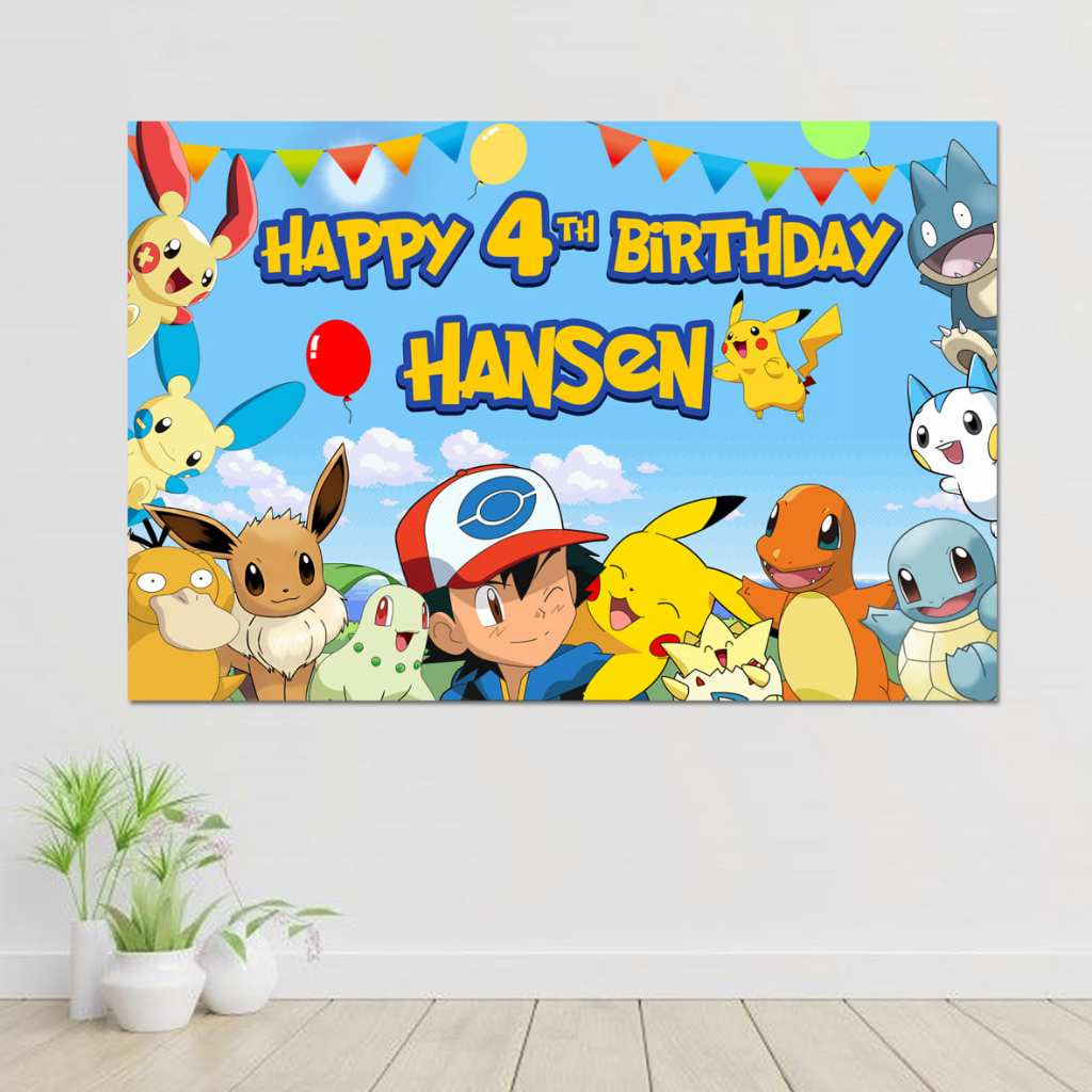 Pokemon - Birthday Backdrop Flexi Birthday Wall Decoration | Shopee ...