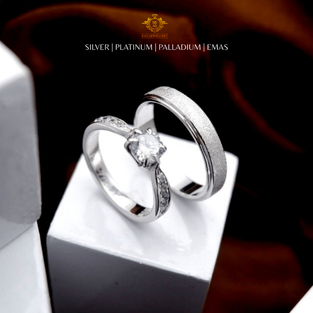 Silver couple engagement ring, custom wedding proposal, couple C105 ...