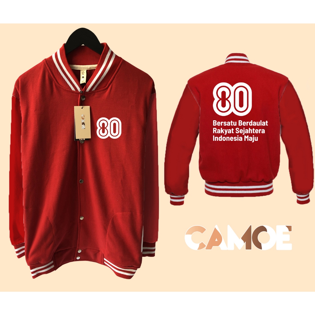 MERAH Basebal Varsity Jacket Independence Day of the Republic of ...