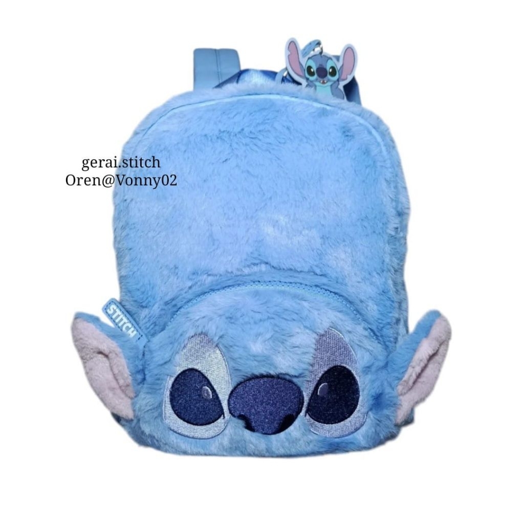 Disney Stitch fluffy Fur Backpack Blue litonstitch Backpack | Shopee ...