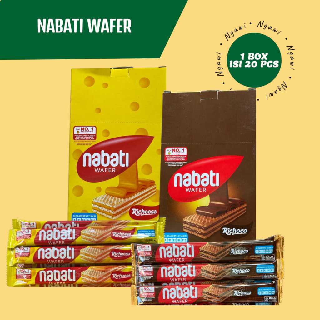 NABATI WAFER BOX, NABATI WAFER RICHOCO, RICHEESE CONTENTS 20PCS ...