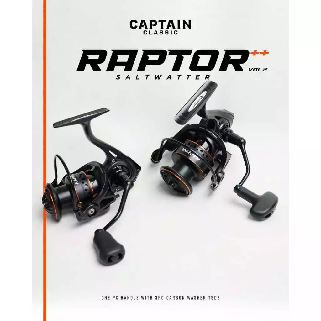 CAPTAIN Classic Raptor++ Power Handle Spinning Fishing Reel (Salt Water ...
