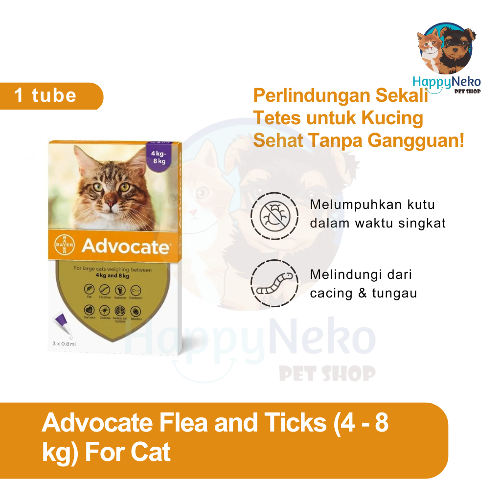 ADVOCATE FLEA AND TICKS 4KG - 8KG FOR CAT CAT FLEA MEDICINE | Shopee ...