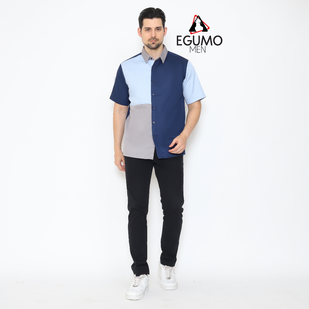 KEMEJA EGYPT men's short-sleeved shirt, plain checkered color ...