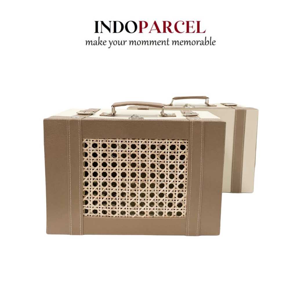 INDOPARCEL - Antique Woven Rattan Suitcase Hard Box Bag Multi-Purpose Suitcase Box Hampers ...