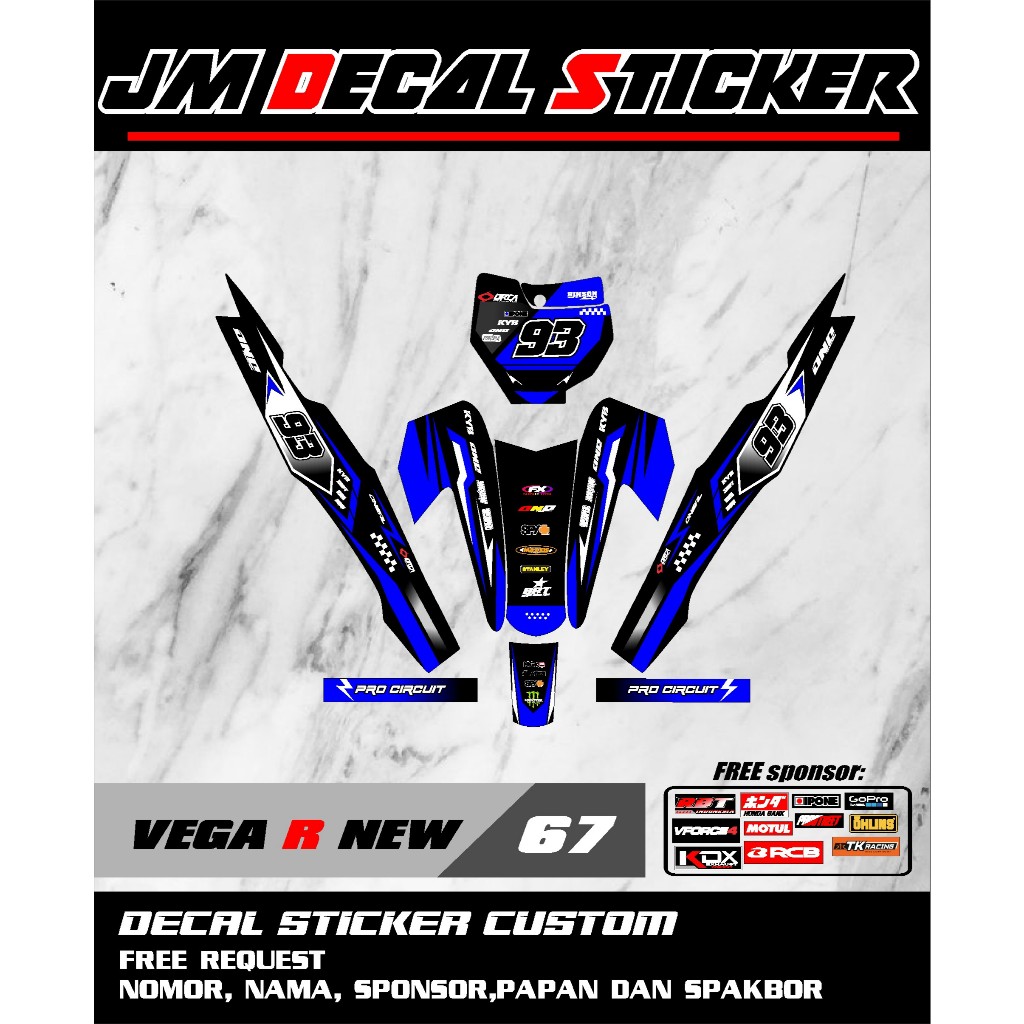 (COD) NEWEST Sticker RBT VEGA R NEW RBT BEBEK MODIF SUPERMOTO YZ CRF ...