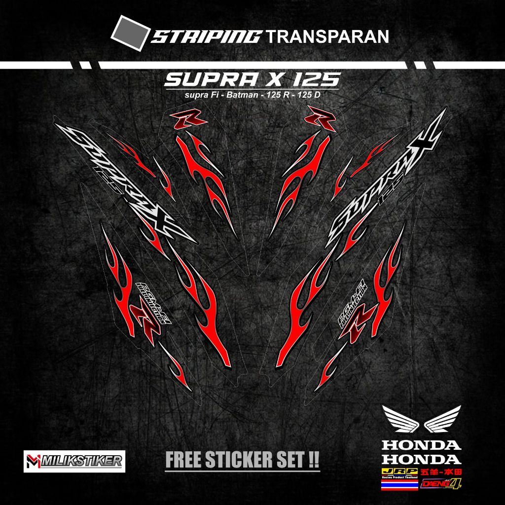 TRANSPARENT STRIPING SUPRA X 125 R NEW MOTIF 02 / STICKER SUPRA / LOGO ...