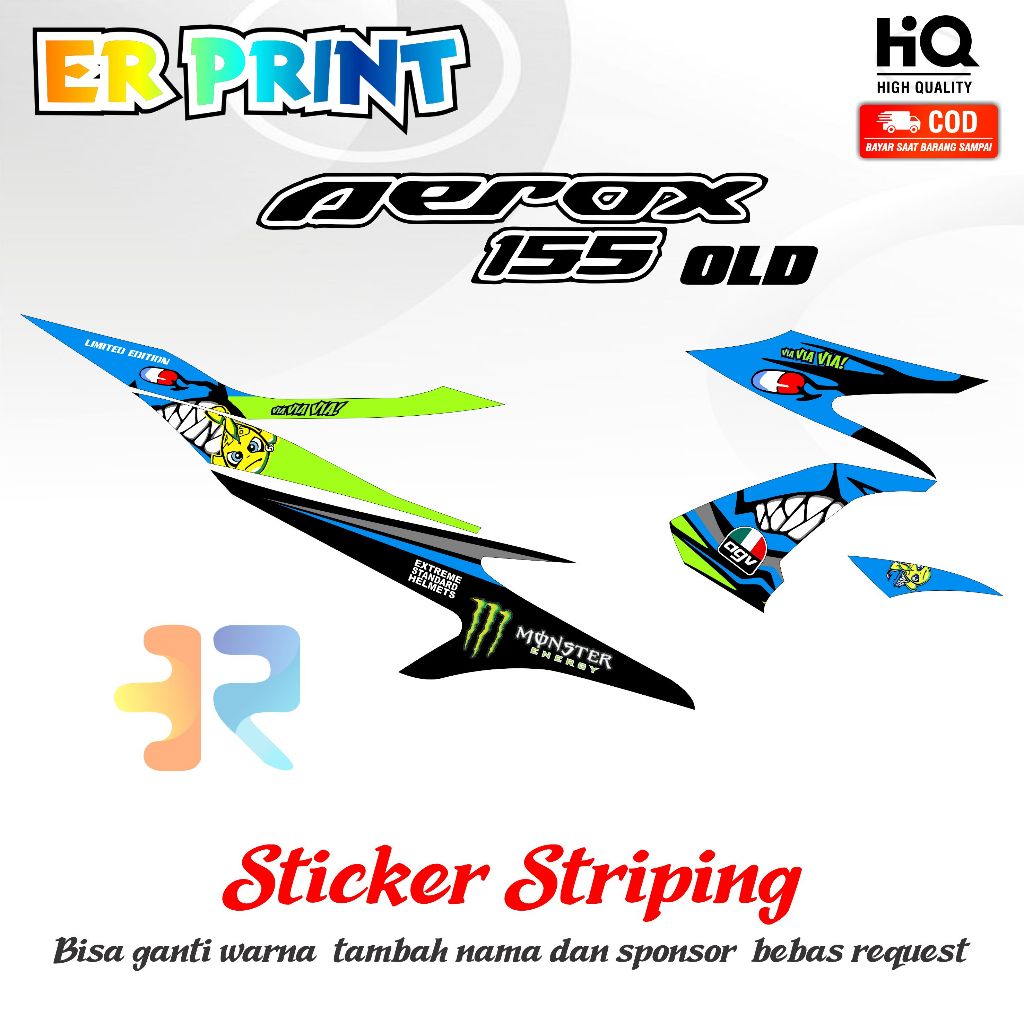 Aerox 155 Old Sticker Striping Full Set Shark Design Variations ...