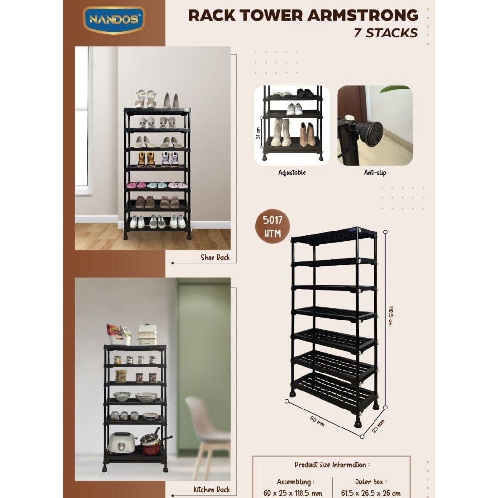 7-Tier Nandos Amstrong Tower Rack Multipurpose Rack/ Shoe Rack/ 7-Tier ...