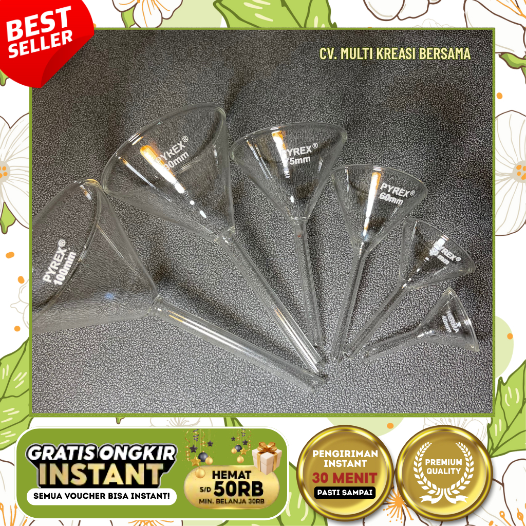 PYREX GLASS FUNNEL / PYREX GLASS FUNNEL / HEAT RESISTANT GLASS CHEMICAL ...