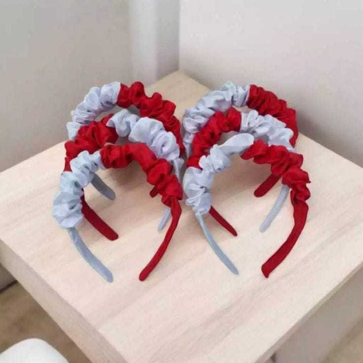 MERAH Dozens of Red and White Scrunchie Headbands Red and White Flag ...