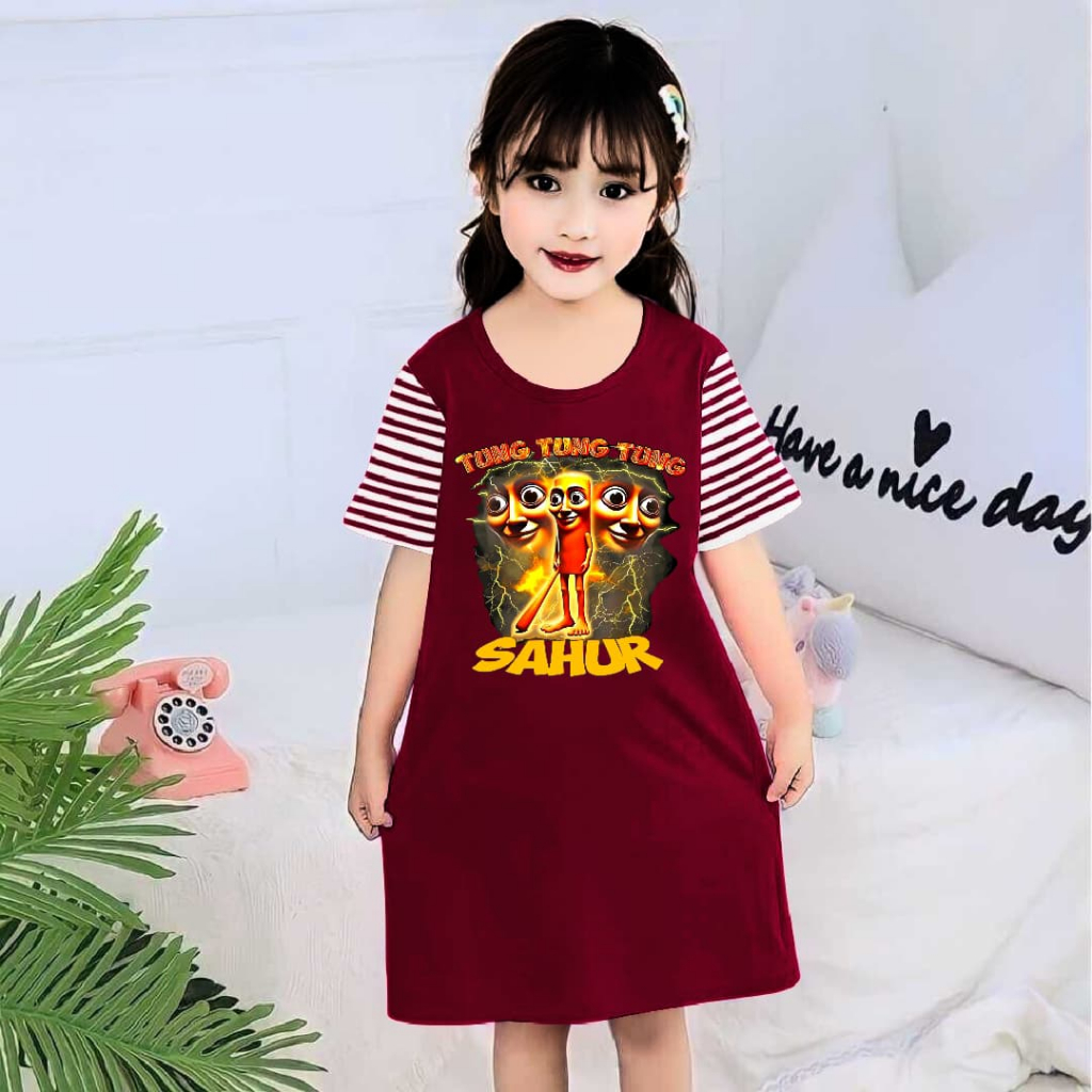 Mony kid Striped Daster for girls aged 2-13 years, Tung Tung Sahur ...