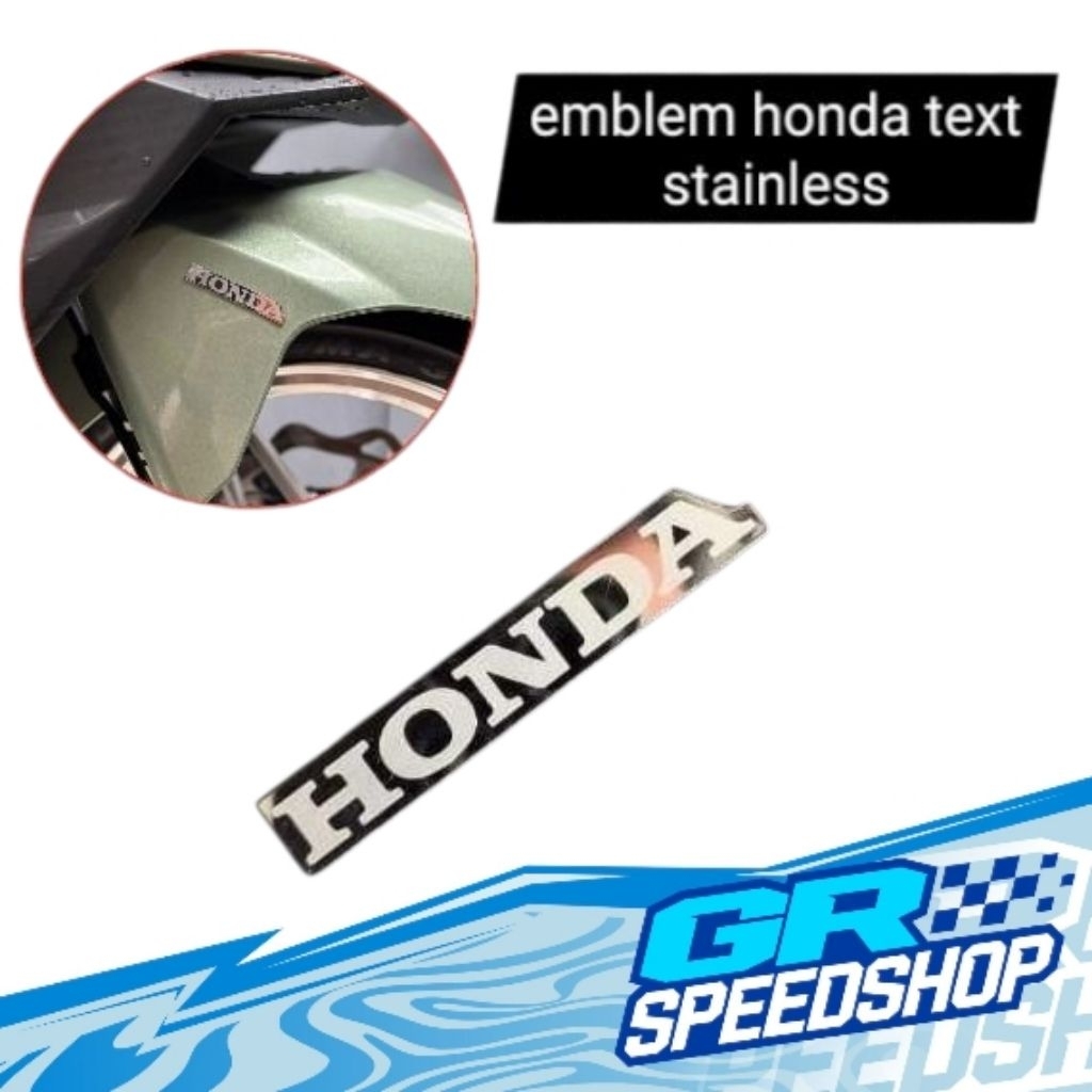 Honda Stainless Emblem Stainless Emblem Honda Text PxT 60x10mm ...