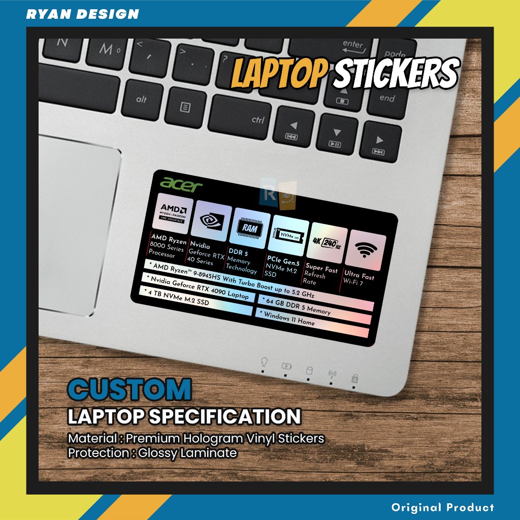 Laptop Logo Sticker Laptop Feature Specifications Sticker Nvidia RTX ...
