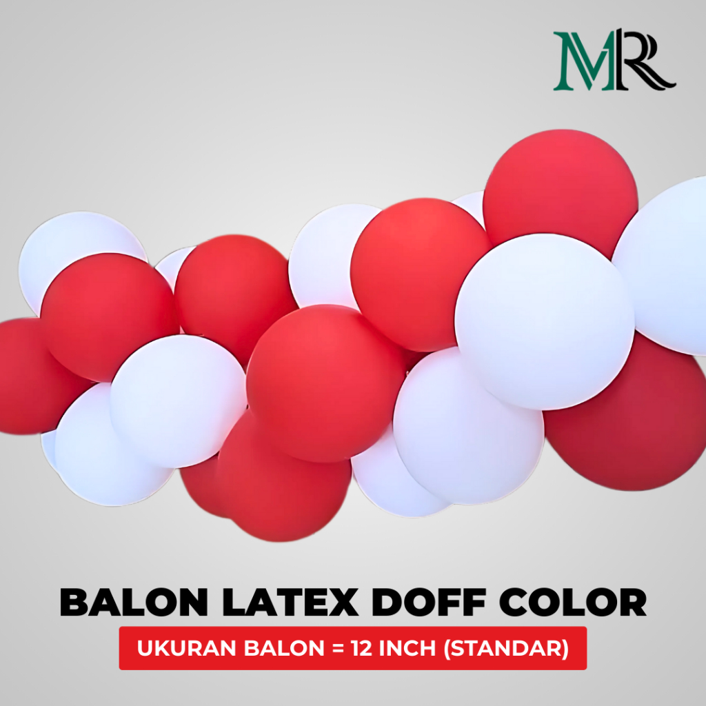 MERAH 12 Inch Doff Color Latex Balloons - 50 Pcs Economy Package (Red ...
