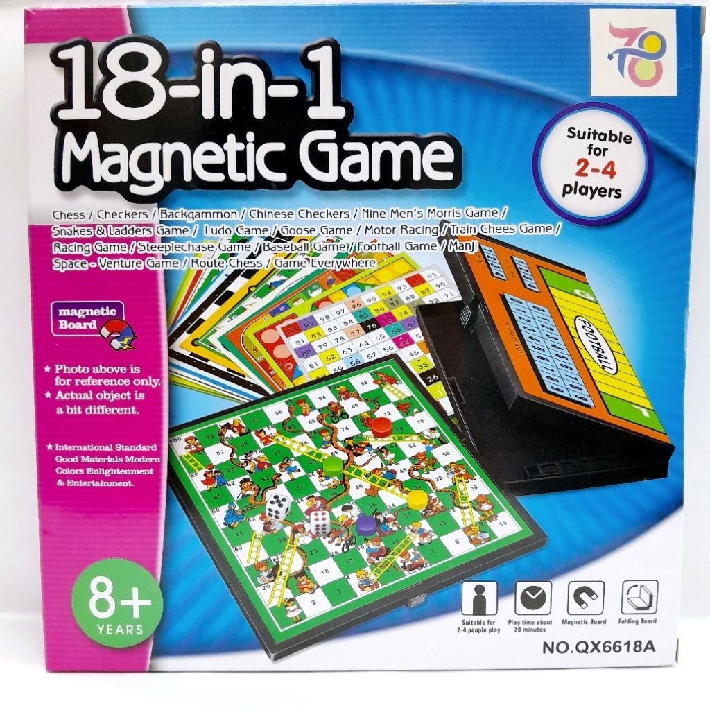 MAGNETIC GAMES 18 in 1 / 5 in 1 SNAKES AND LADDERS HALMA LUDO MAGNET ...
