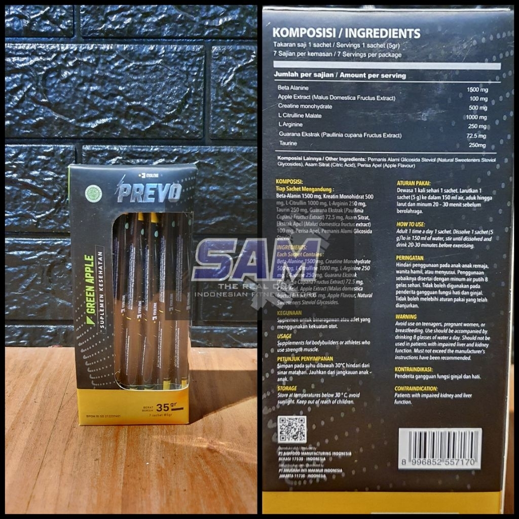 EVOLENE Prevo Fitness Supplement 7 sachets Malang Pre Workout Creatine ...