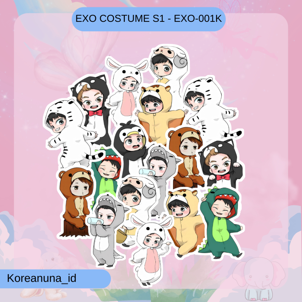 Kpop Exo Costum Chibi Cartoon Cute Aesthetic Sticker Premium Quality ...
