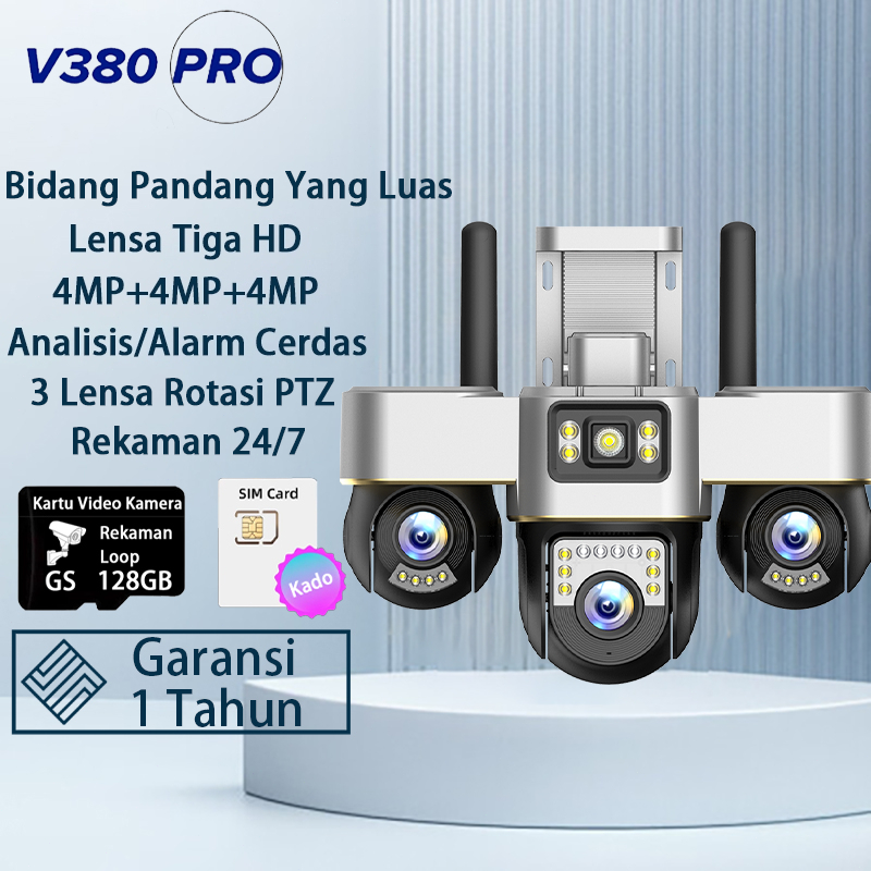 V380 Pro CCTV 3 Lenses 3 Zoom 10X Rotation PTZ APP 12MP Two Way ...
