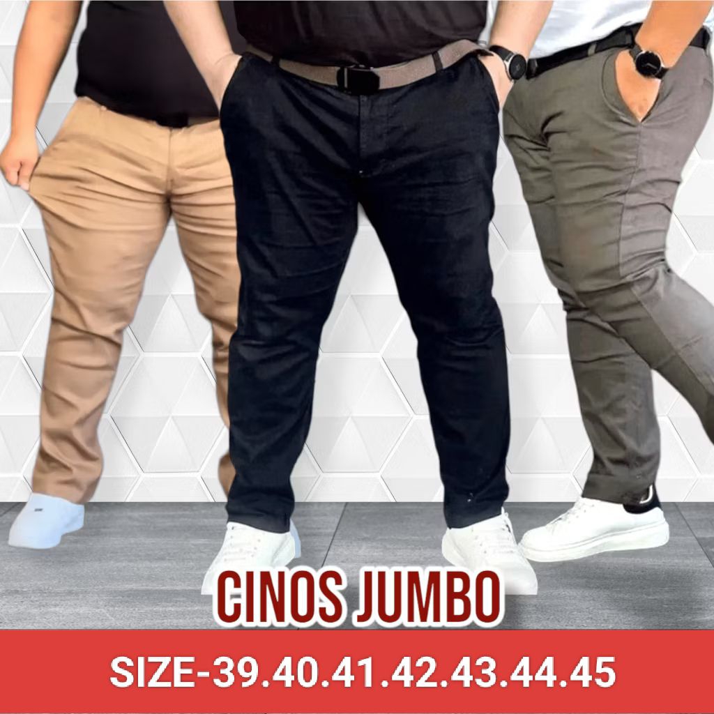 RURAENZU.Super Jumbo Men's Long Chinos Pants Sizes 39 to 45 | Shopee ...