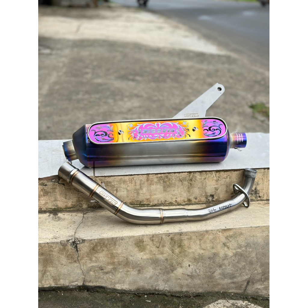 UNGU STANDARD RACING EXHAUST RISOVIC PURPLE SANBLAS VARIO AEROX NMAX ...