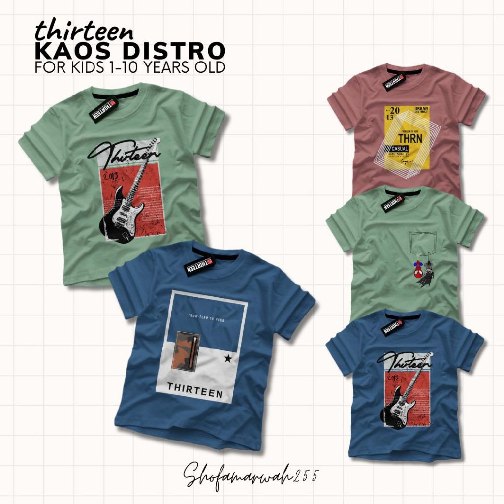 Latest thirteen children's distro t-shirts in pastel colors | Shopee ...