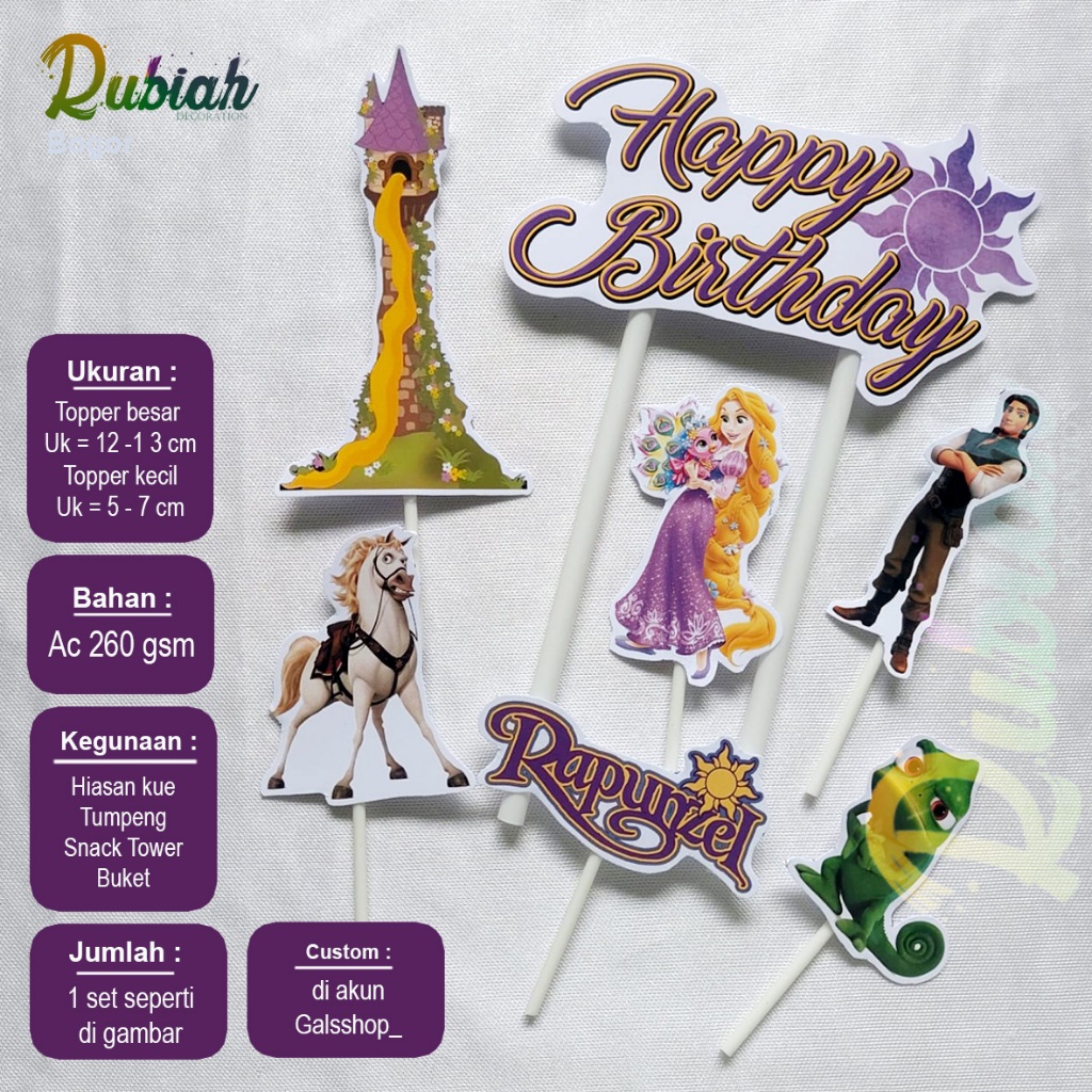 Rapunzel Character cake Topper Part 2 Birthday cake Decoration / Snack ...