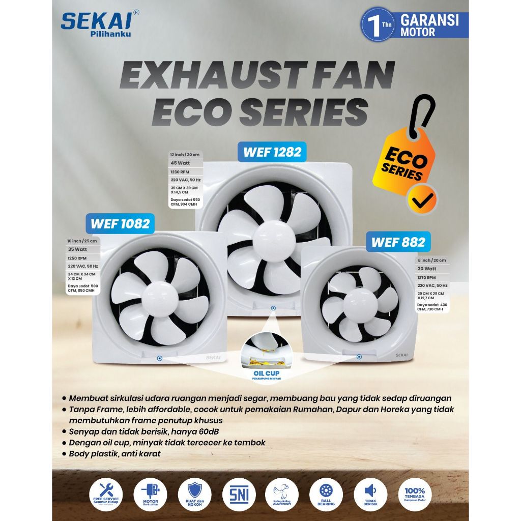 SEKAI Exhaust Fan Wall Fan Hexos Wall Fan 8 / 10 / 12 Inch - WEF 882 ...