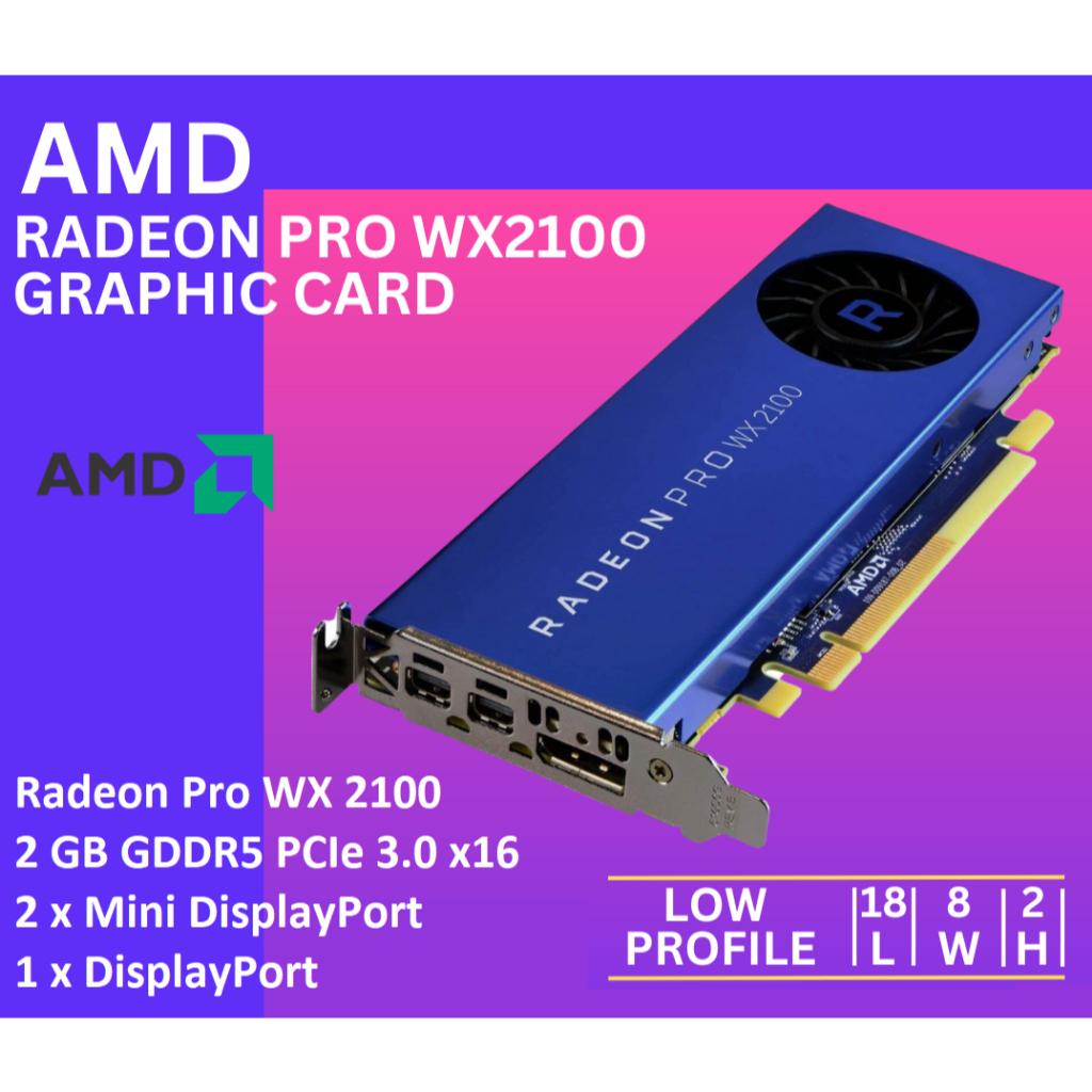 VGA AMD RADEON PRO WX 2100 2GB DDR5 WX2100 Like New LP low profile ...