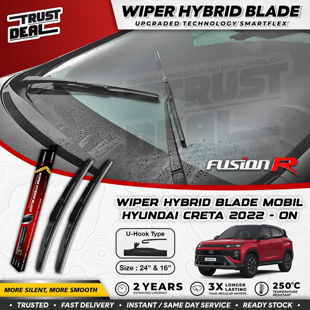 HYUNDAI CRETA 2022-On Fusion R Smartflex Hybrid Blade Car Wiper Pair ...